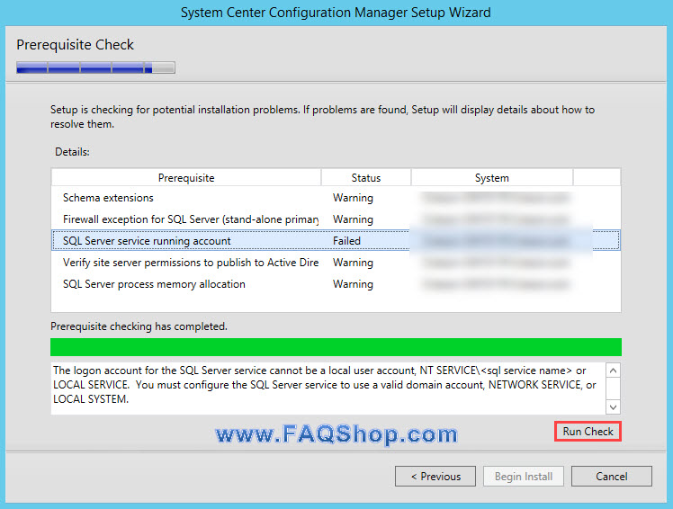 Sql Server Service Running Account” Sccm Prerequisite Check Failed